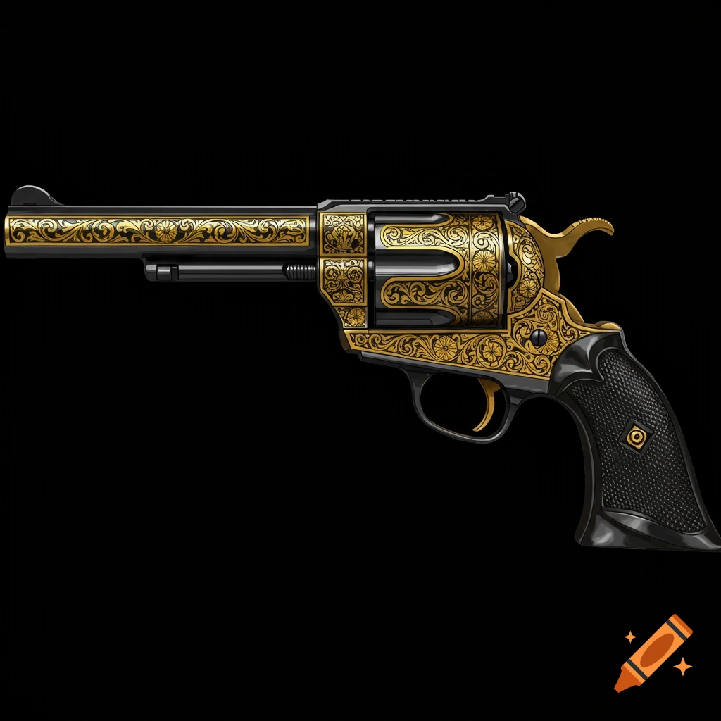 Smith & Wesson Model 3 Schofield with gold engravings on Craiyon