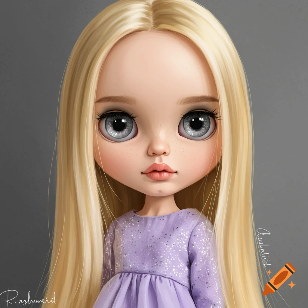 Blythe Doll With Blonde Hair And Bluegrey Eyes On Craiyon 2406