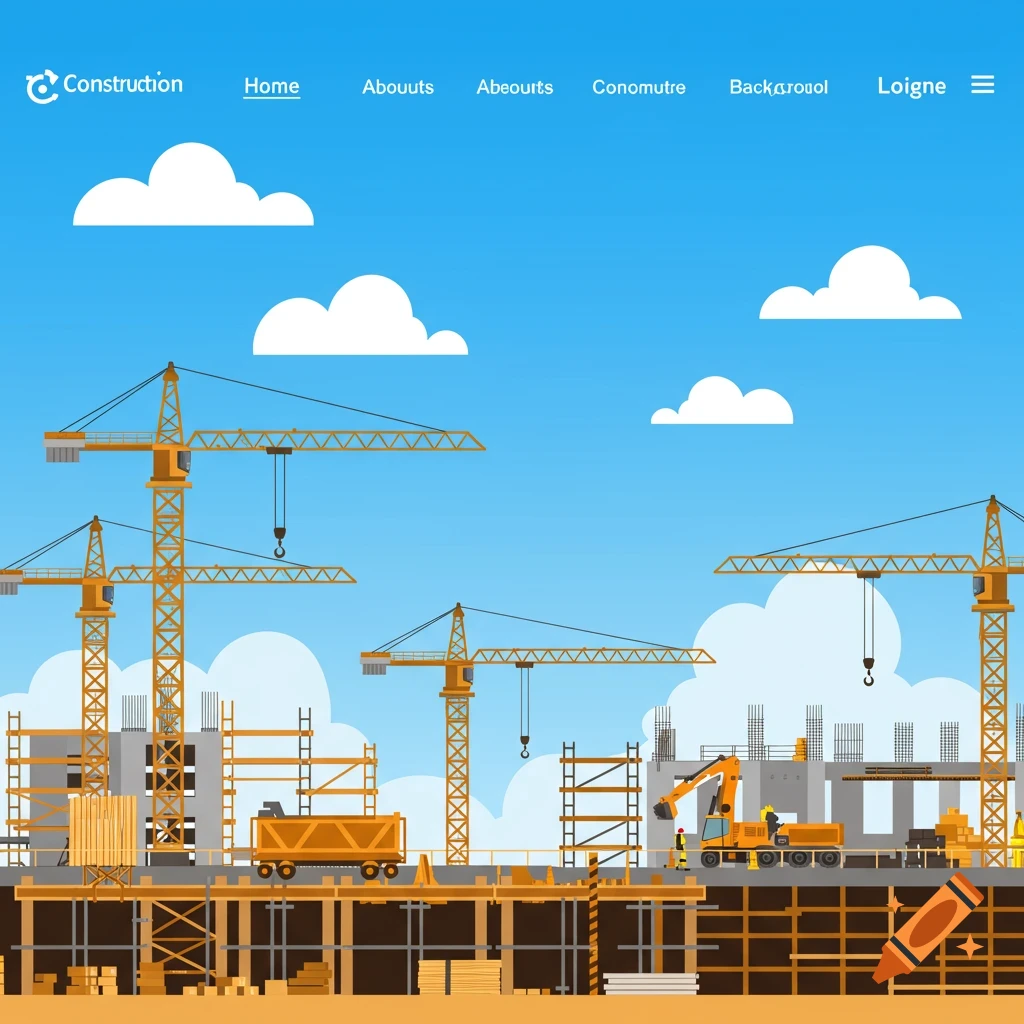 Construction site background with blue accent on Craiyon
