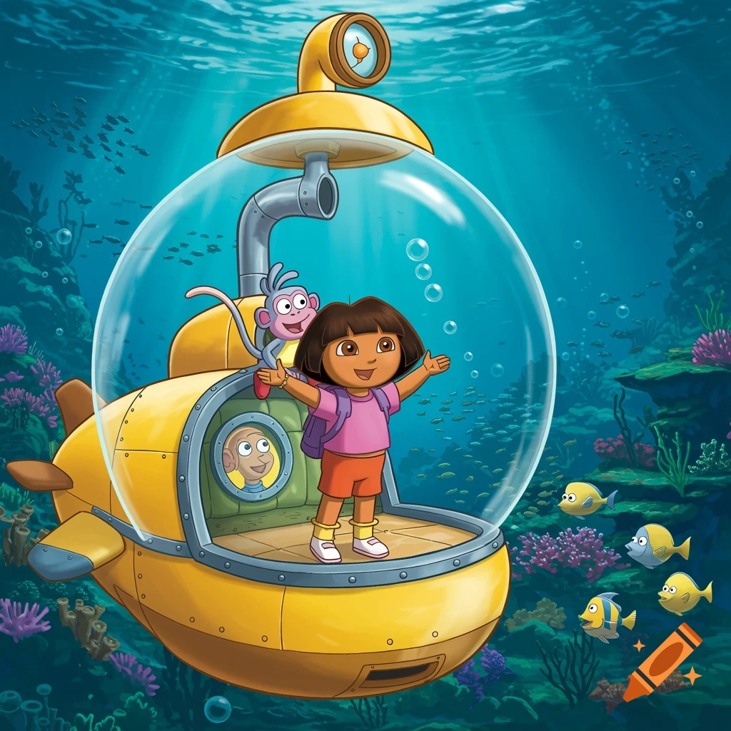 Dora's muscular mother flexes for Dora and other children in a cartoon gym scene. on Craiyon