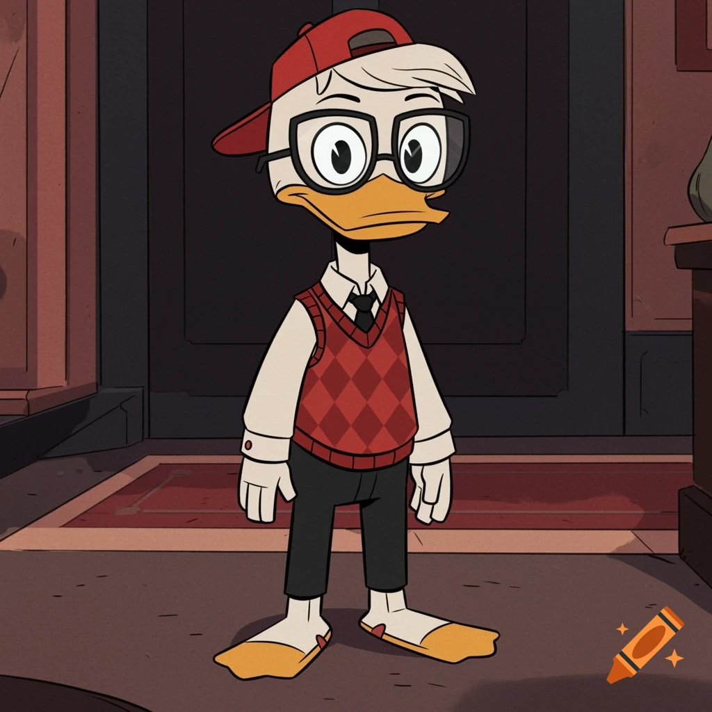 Huey Duck from Ducktales 2017 as an 18-year-old with glasses, red cap ...