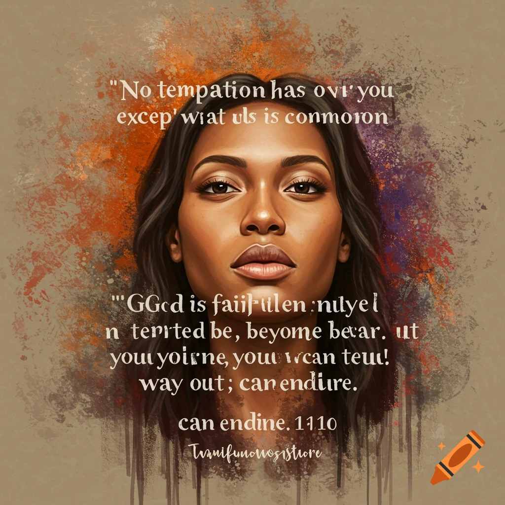 Text about temptation and God's faithfulness. on Craiyon