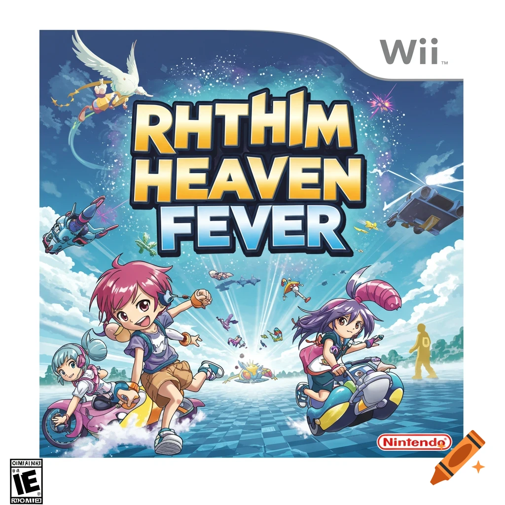 Rhythm Heaven Fever box cover remake, art by Ko Takeuchi on Craiyon