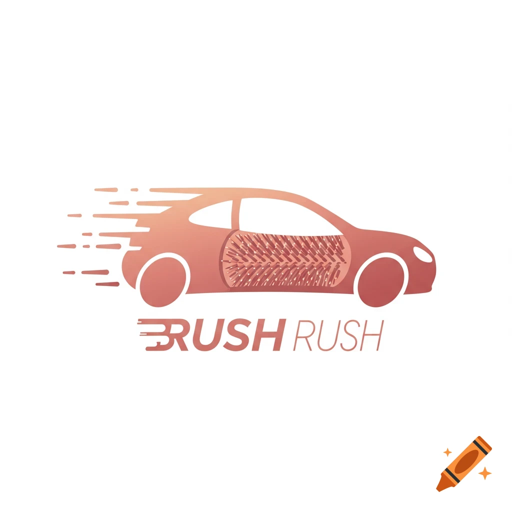 Stylized logo of a car with a brush texture and speed lines above the ...