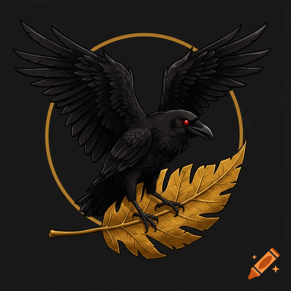 GTA RP Mafia style logo featuring a black raven with a gold leaf ...