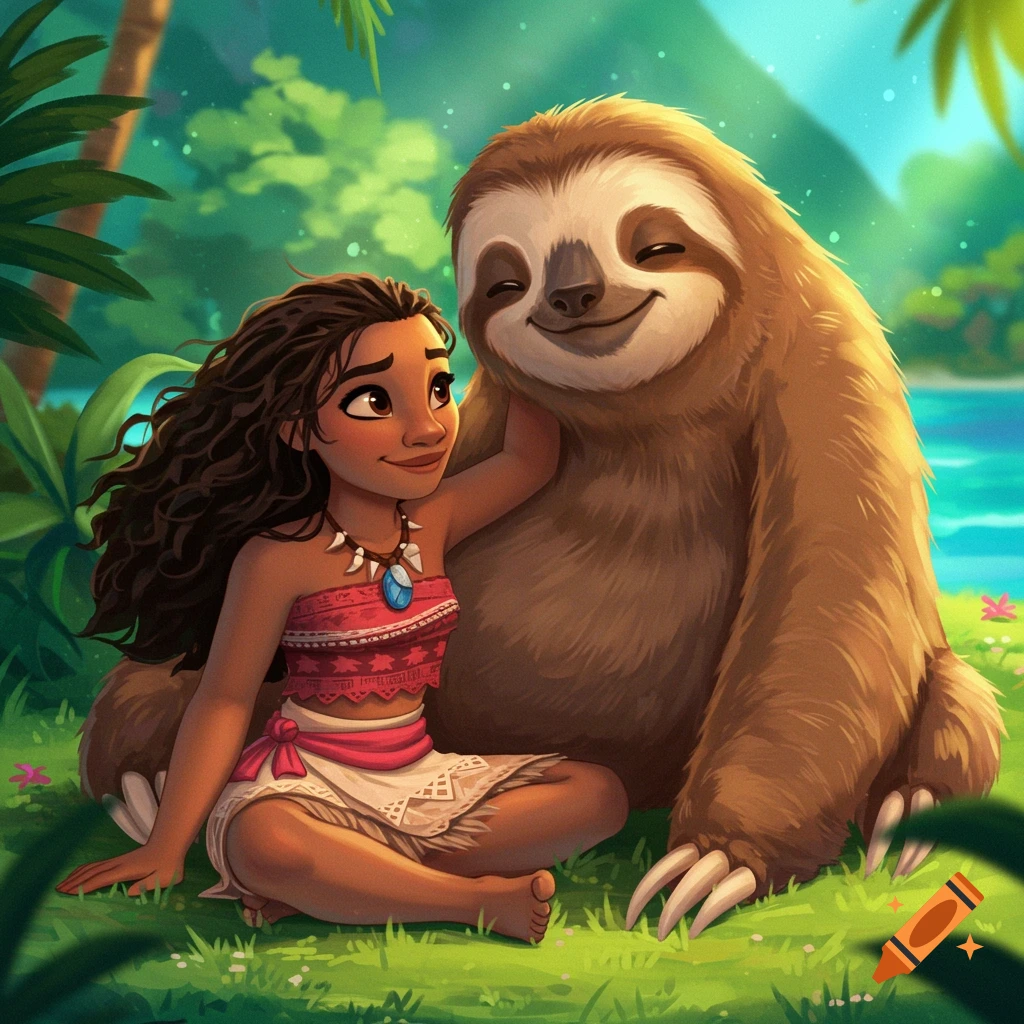 Moana's Hei Hei combined with a sloth on Craiyon