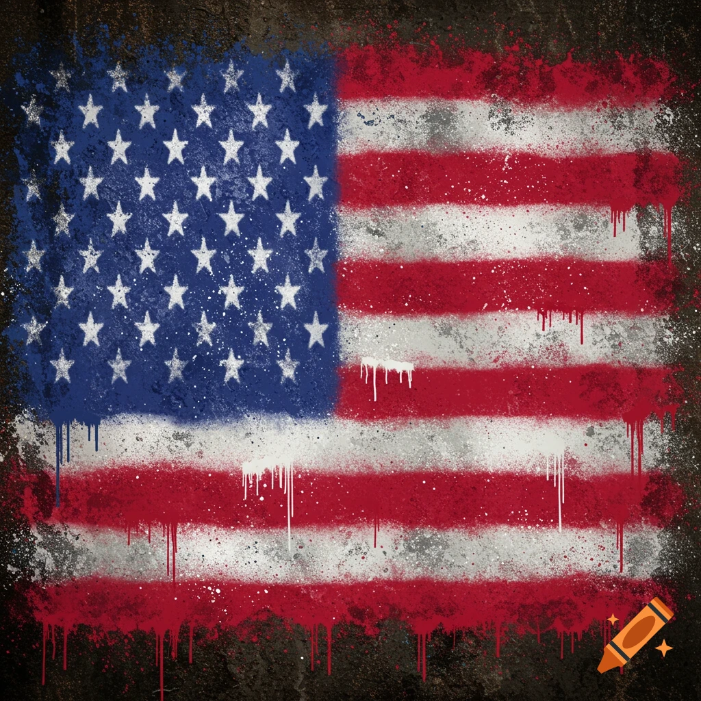 Spray painted American flag on Craiyon