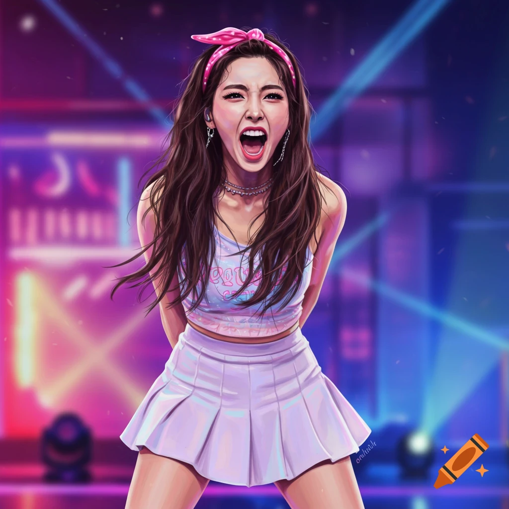K-pop girl screaming on Craiyon