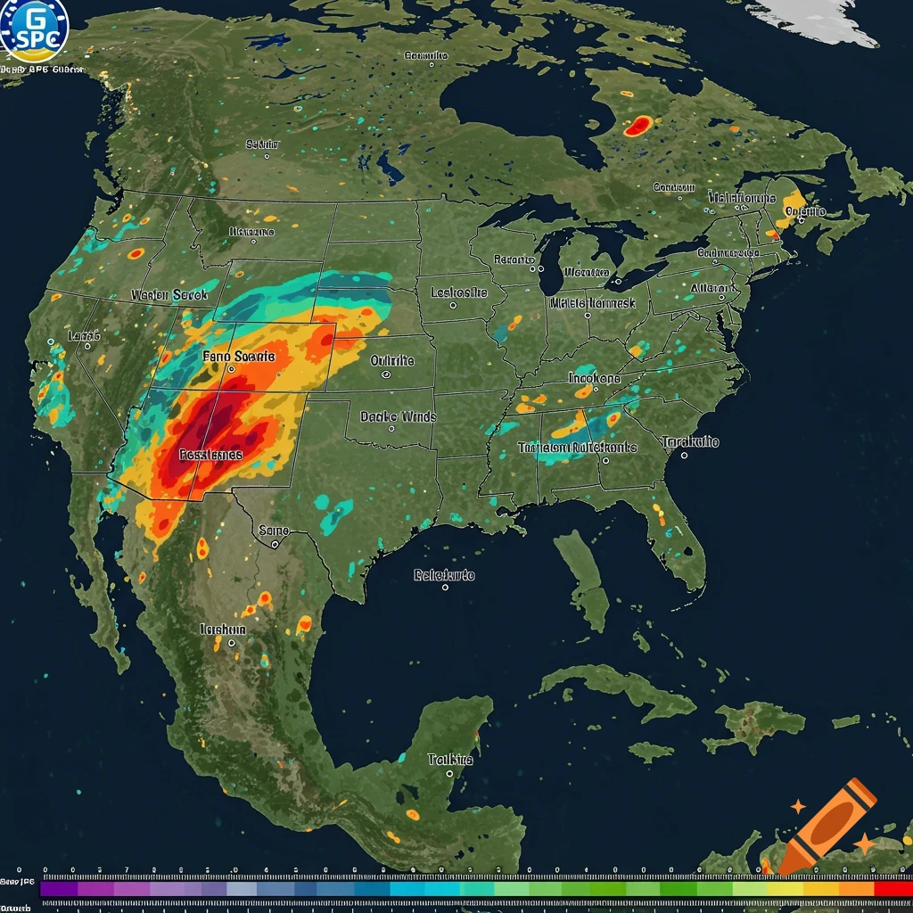Day 3 high risk SPC convective outlook on Craiyon