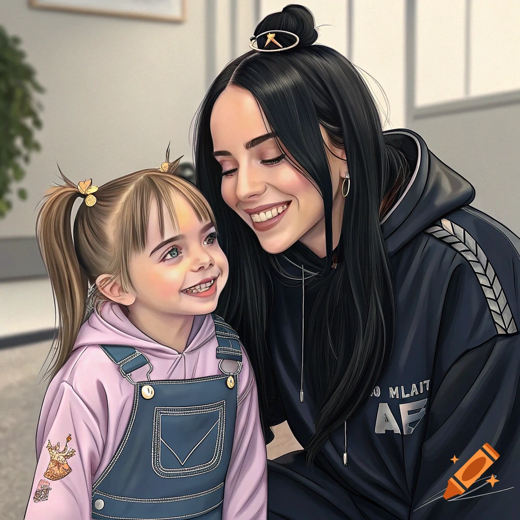 Billie Eilish with a child on Craiyon