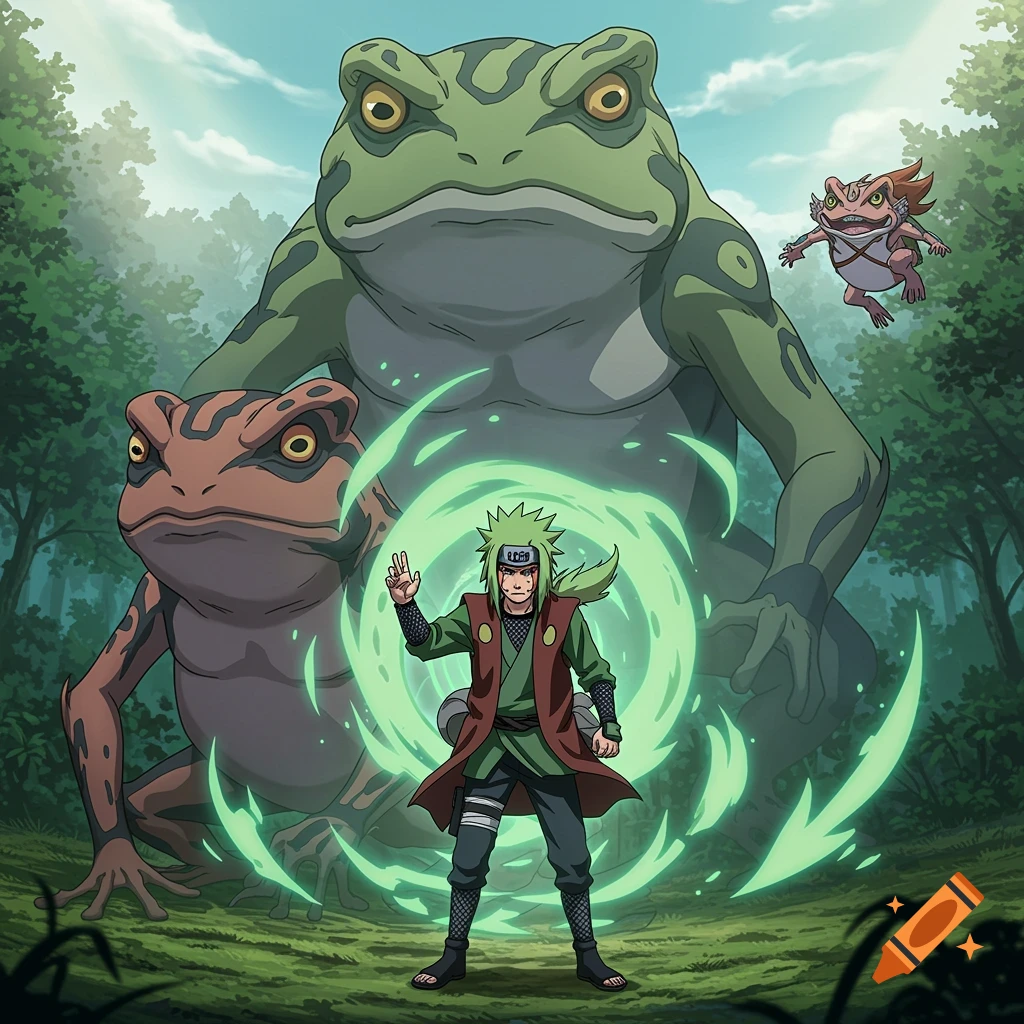 Naruto Uzumaki performing his signature kick on Craiyon