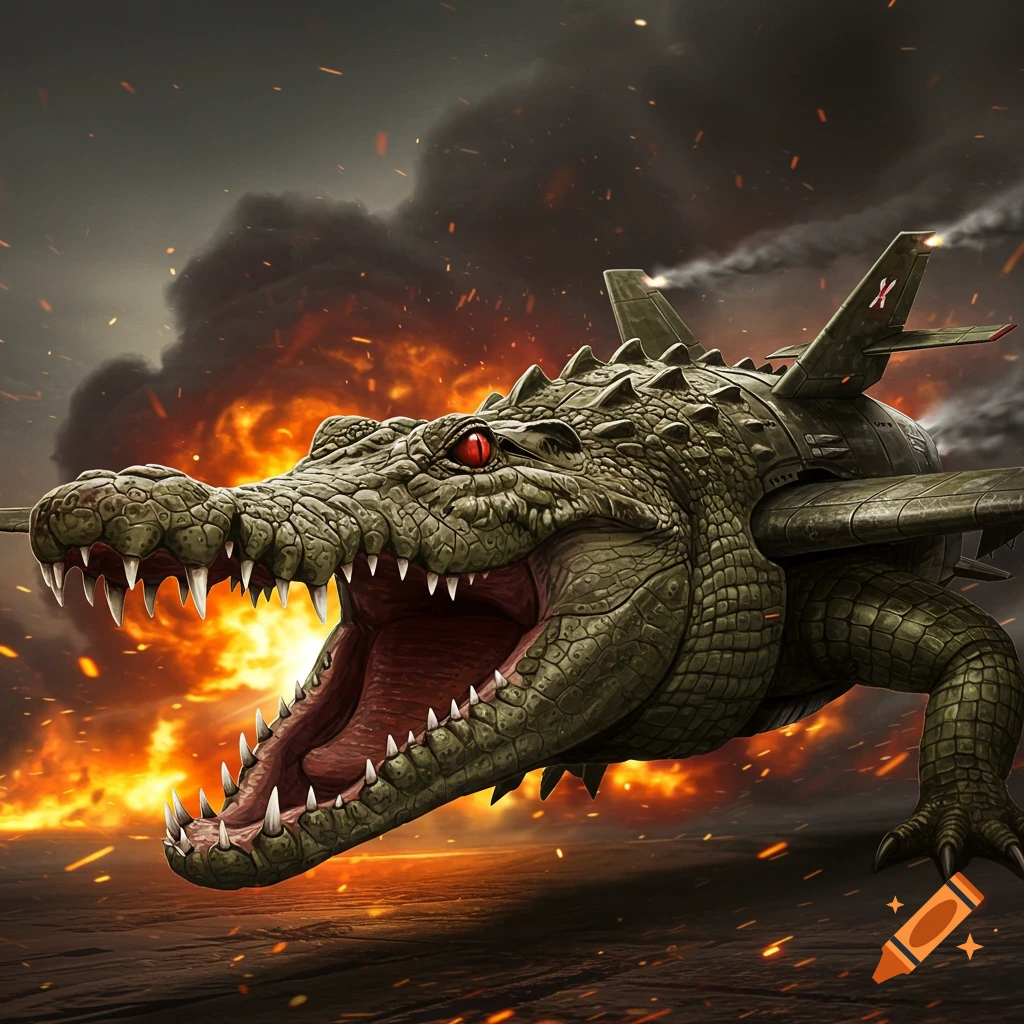Crocodile bomb aircraft on Craiyon