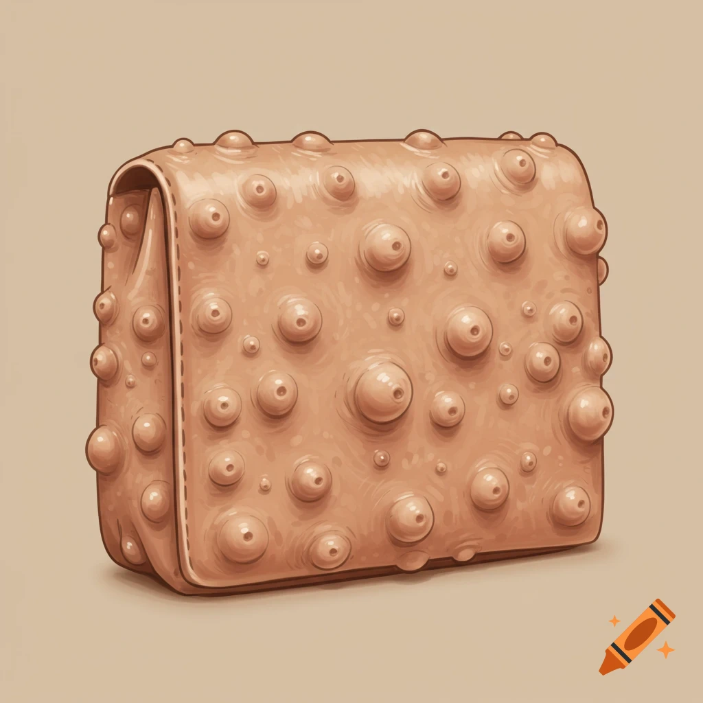Tan square purse with pimple design on Craiyon