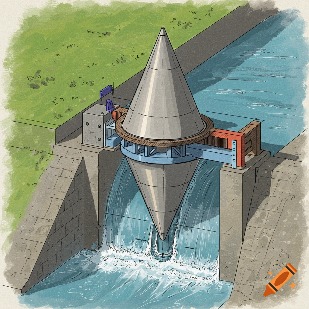 Simple model of a cone-shaped mechanism replacing a shaft or turbine in ...