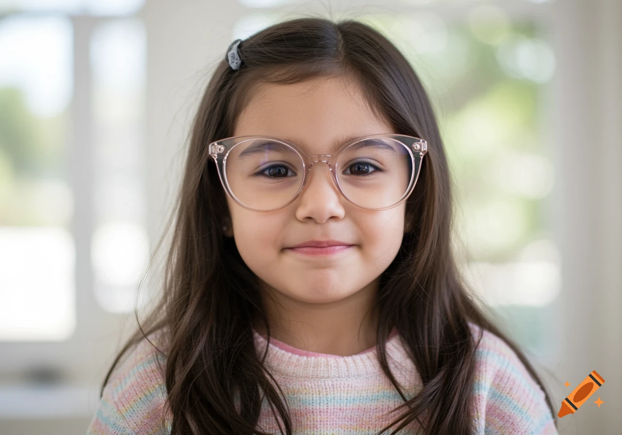 Cute girl with brown hair and glasses on Craiyon