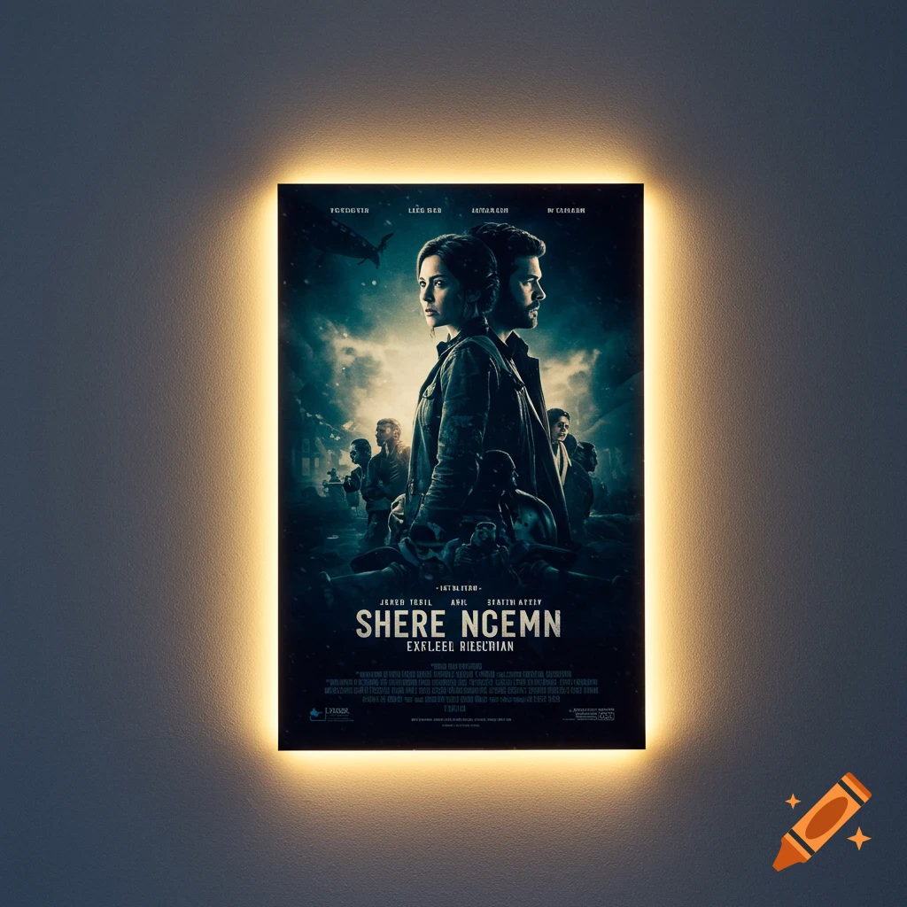 Vertical TV with movie poster and LED backlighting on Craiyon