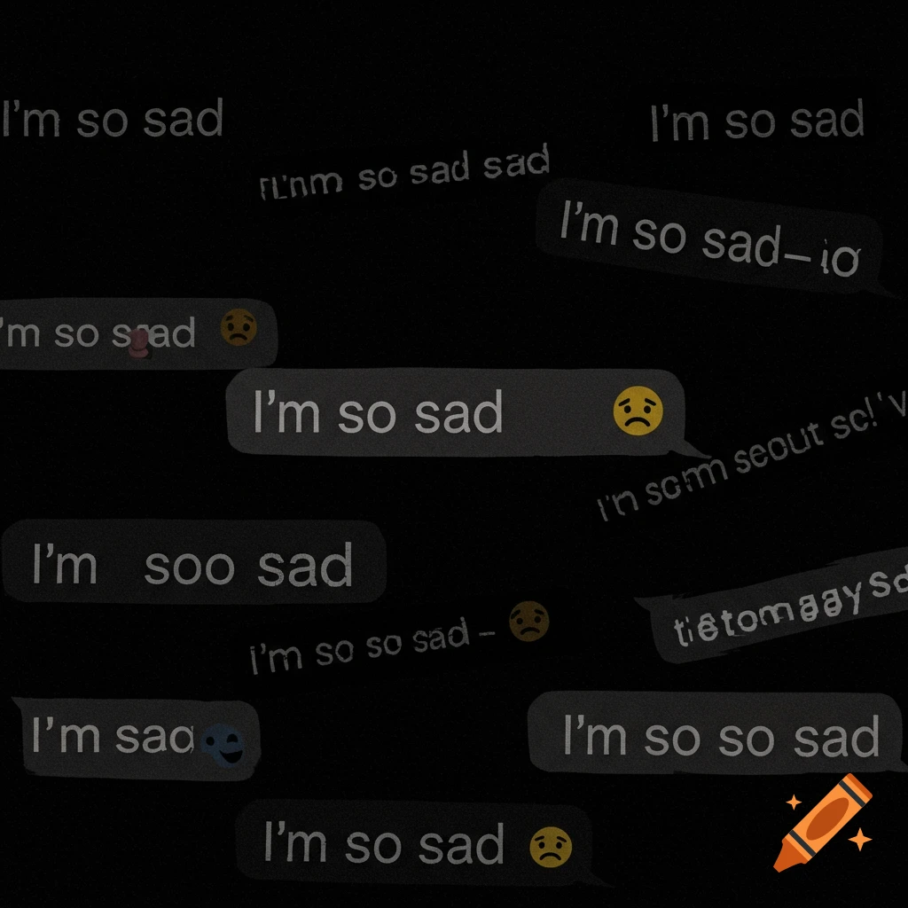 Text messages displaying the phrase 'I'm so sad' with a sad emoji. " on Craiyon