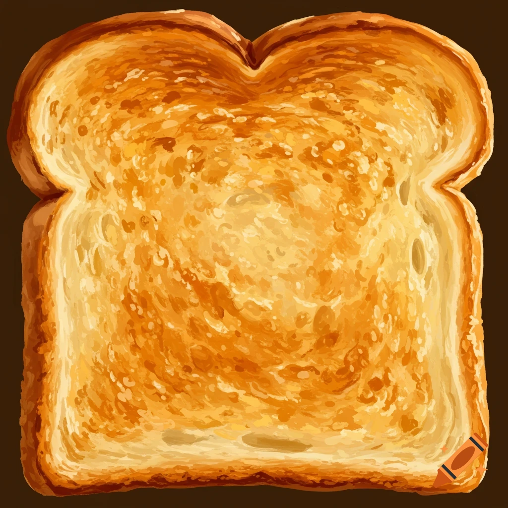 A gouache illustration of a slice of toast. on Craiyon