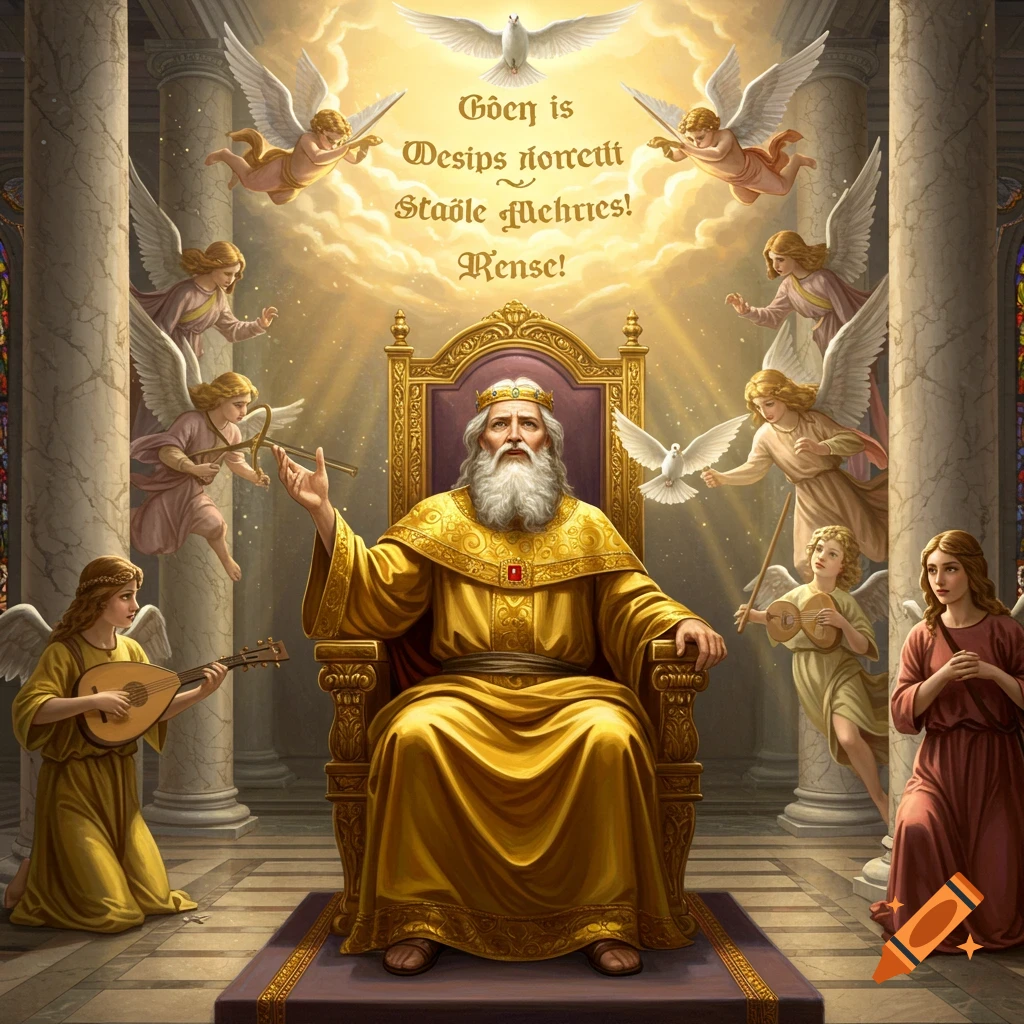 Black man crowning many black men in white robes on Craiyon