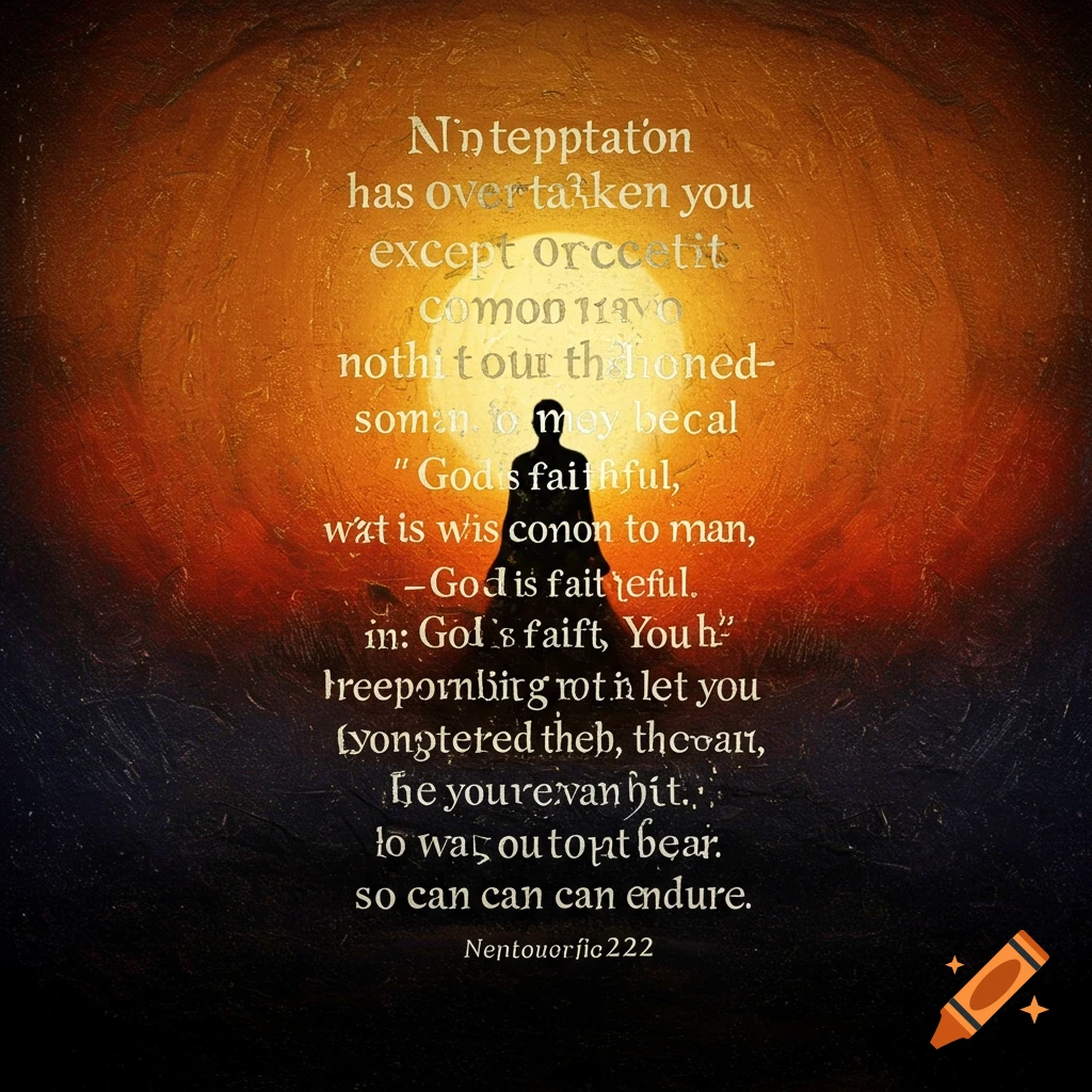 Text about temptation and God's faithfulness. on Craiyon
