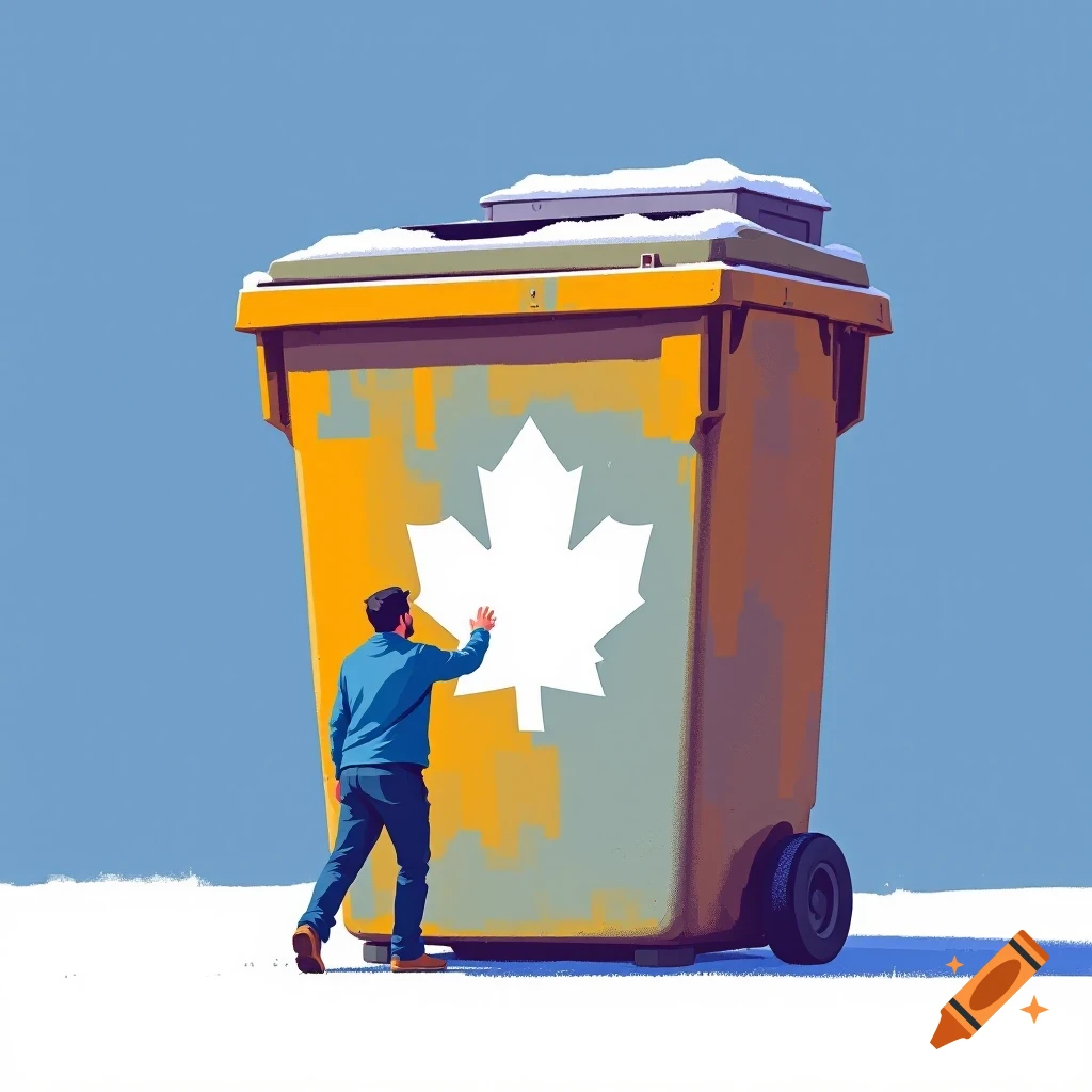 Toronto Maple Leafs logo on a garbage bin being collected on Craiyon