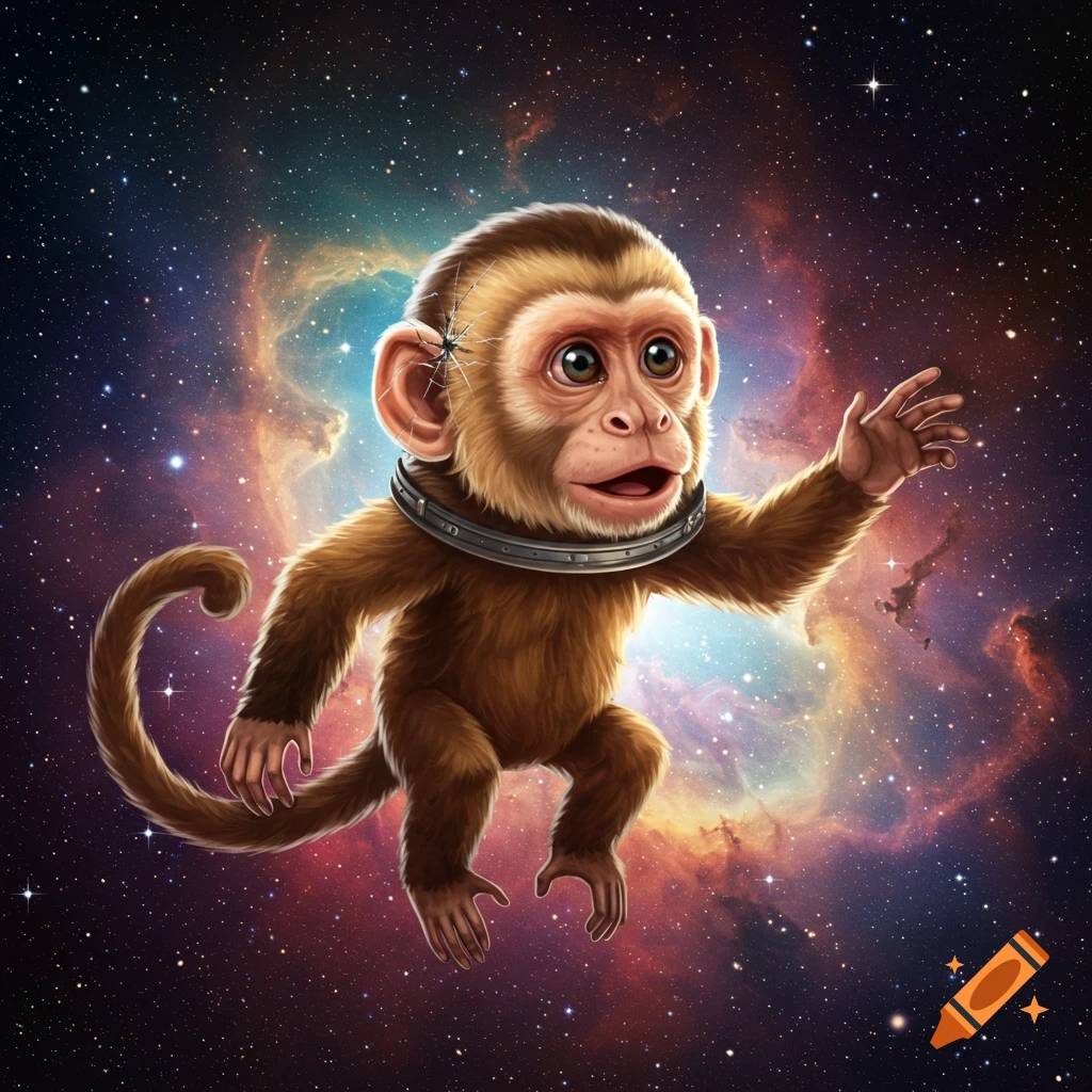 Monkey in space on Craiyon