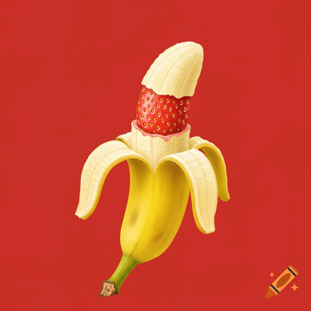 Banana-strawberry hybrid fruit on Craiyon