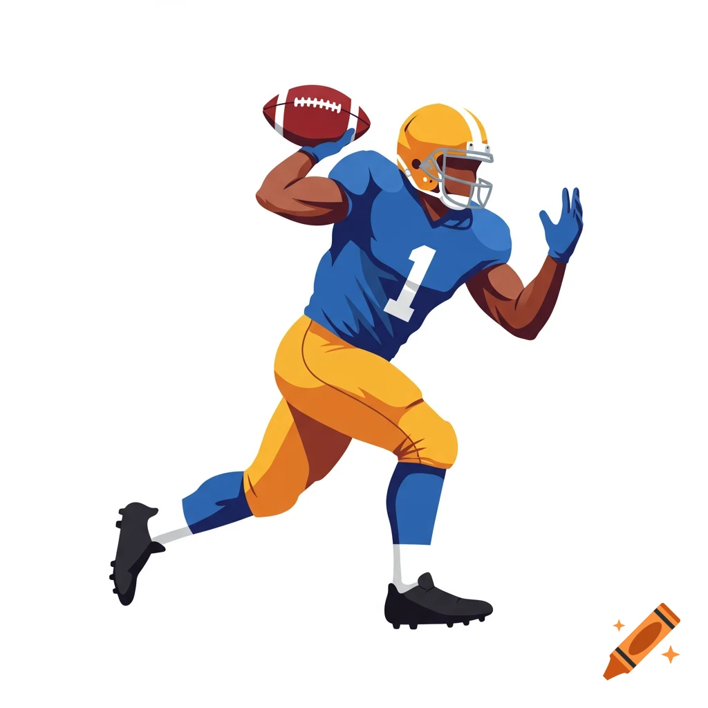 Clip art illustration of a football player in blue and gold uniform ...