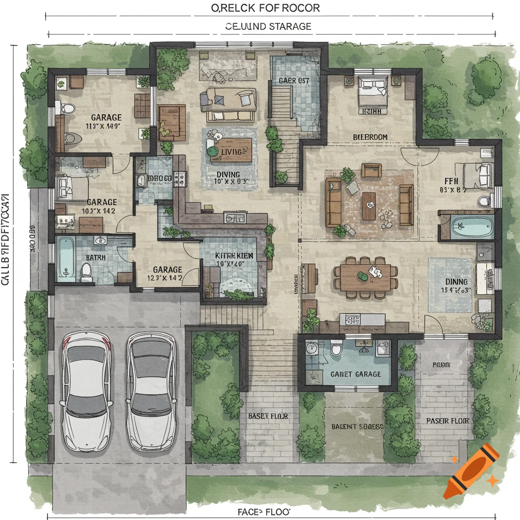 Ascetic-style house floor plan on Craiyon