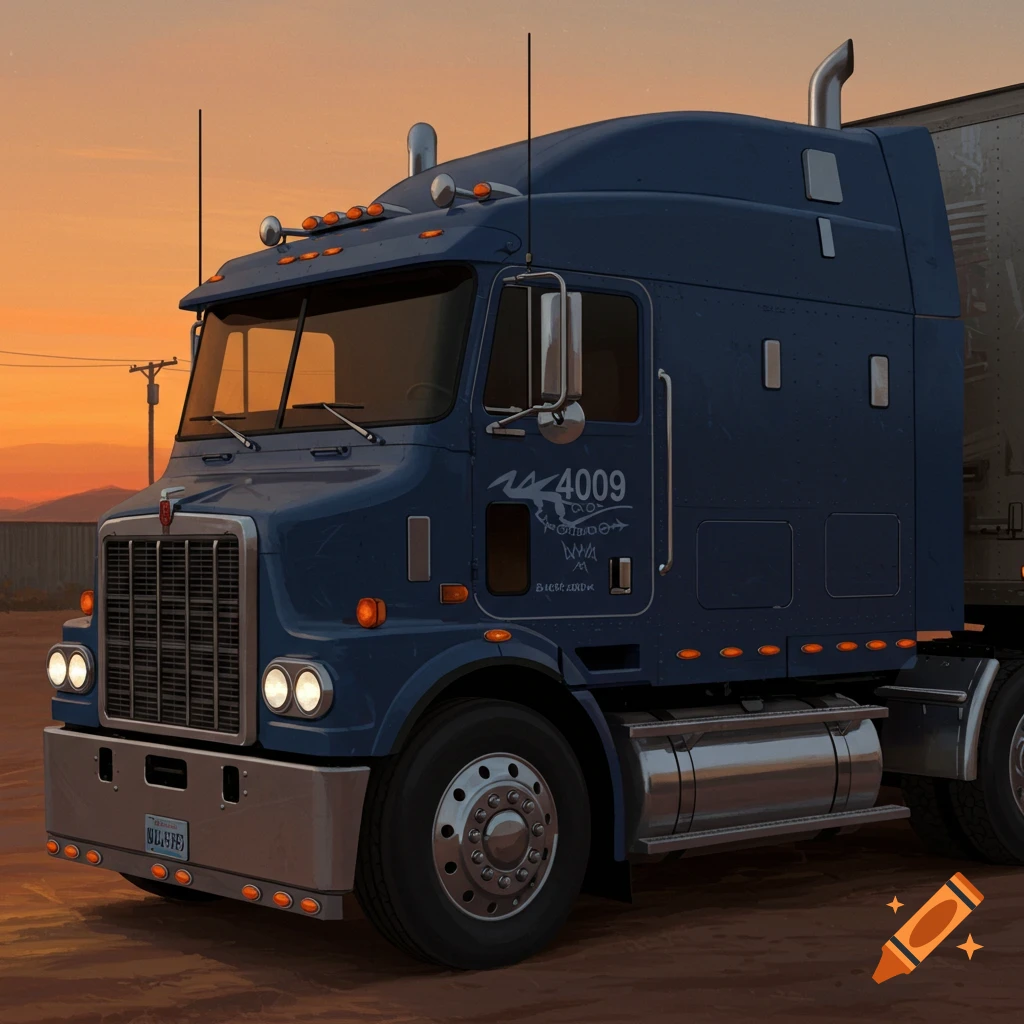 18-wheeler truck with '409' on the door on Craiyon