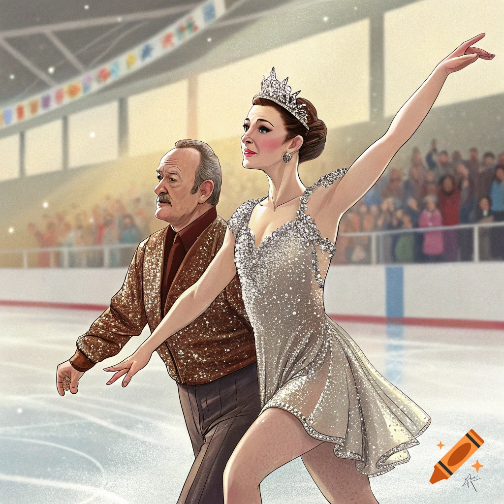 Gene Hackman figure skating with Michelle Trachtenberg and Gene Hackman ...