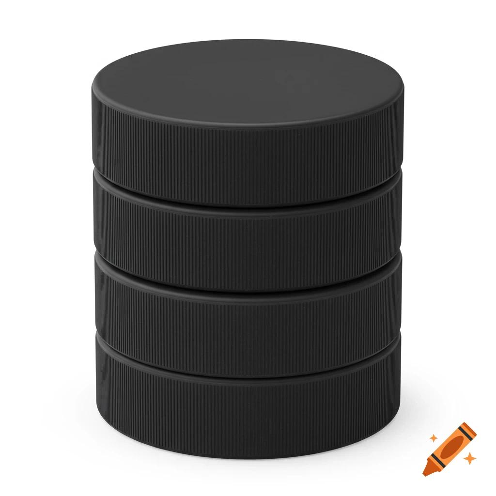 Three stacked hockey pucks with outlined and filled designs on Craiyon