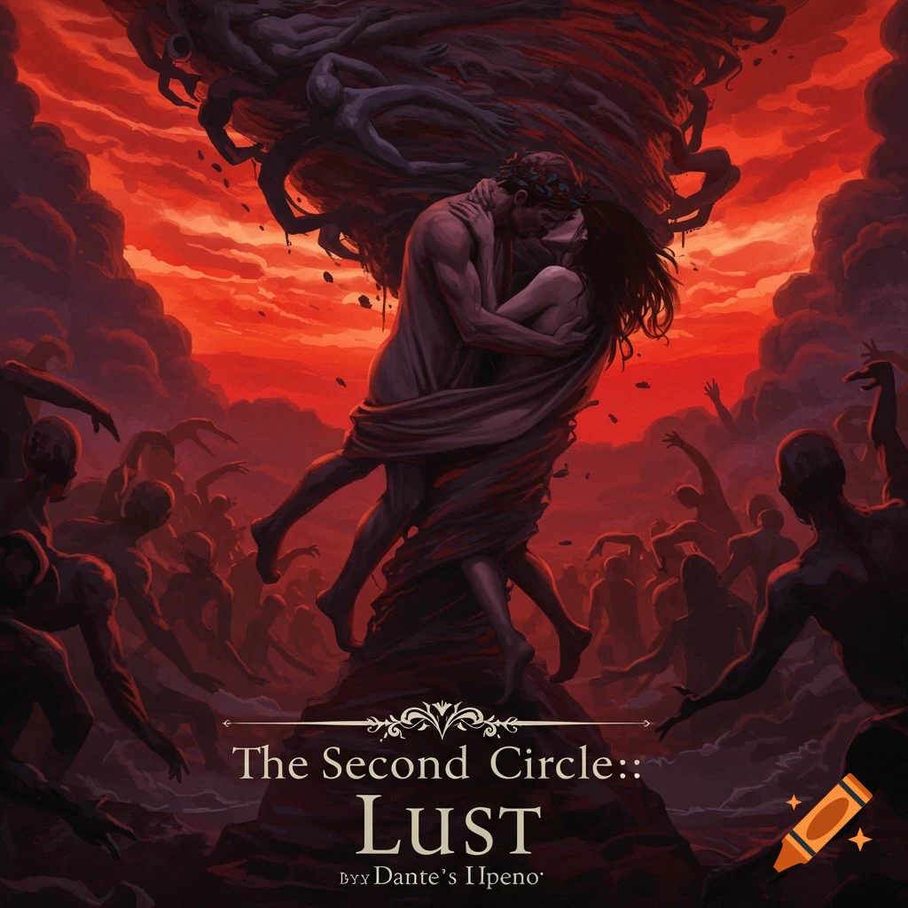 Poster depicting the Second Layer of Hell from Dante's Inferno on Craiyon