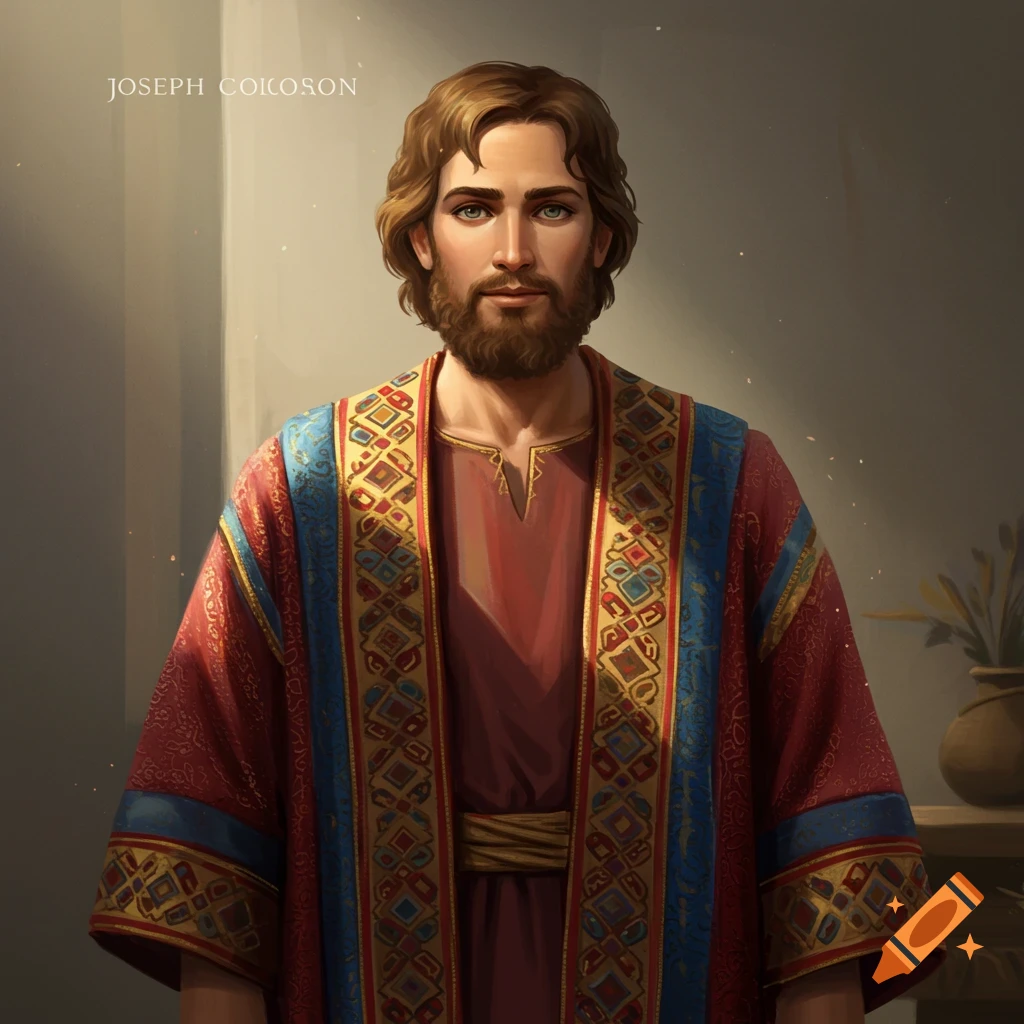 Joseph in his coat of many colors on Craiyon