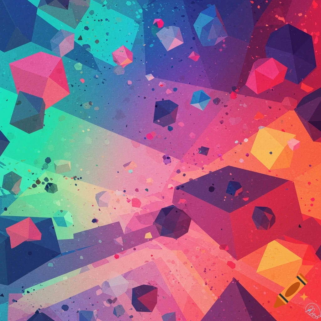 Trippy geometric shapes in a dreamlike dimension on Craiyon