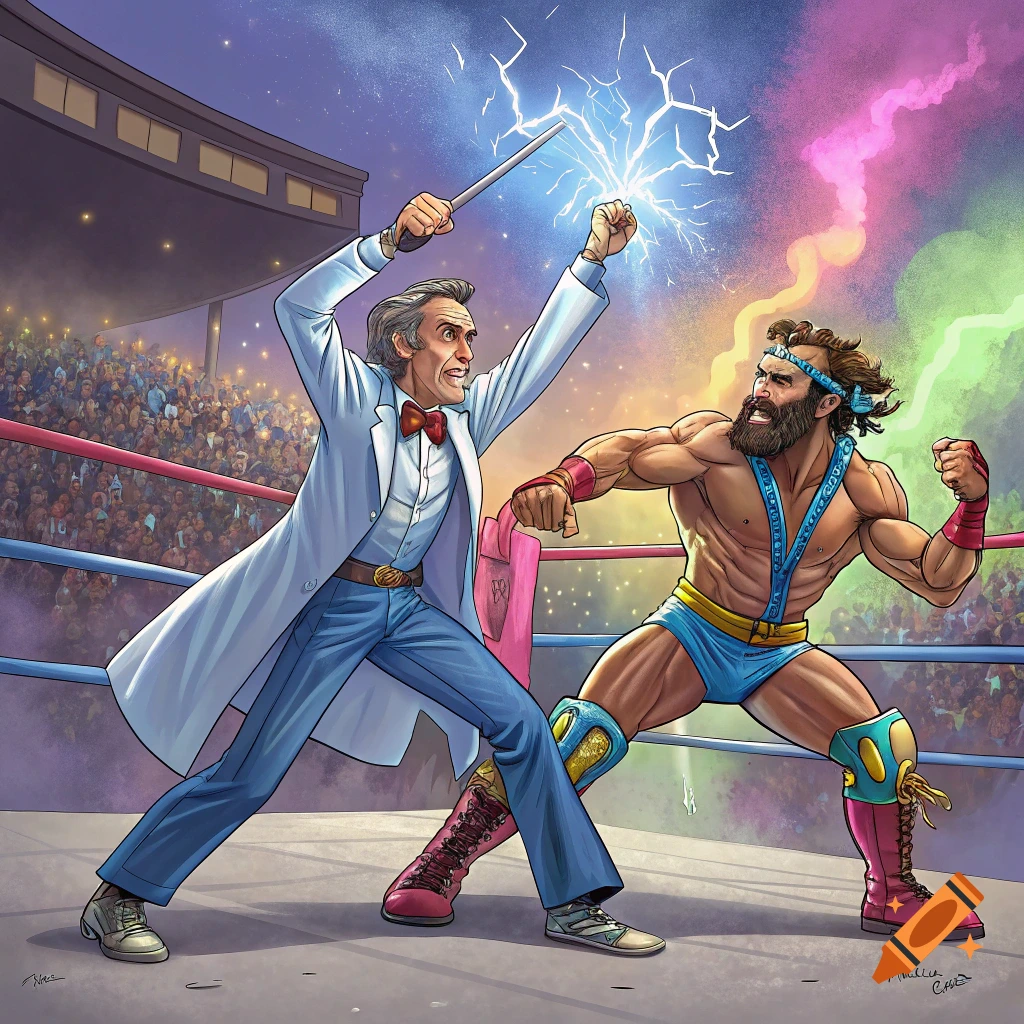 Cartoon illustration of Paddington Bear and Macho Man Randy Savage in a ...