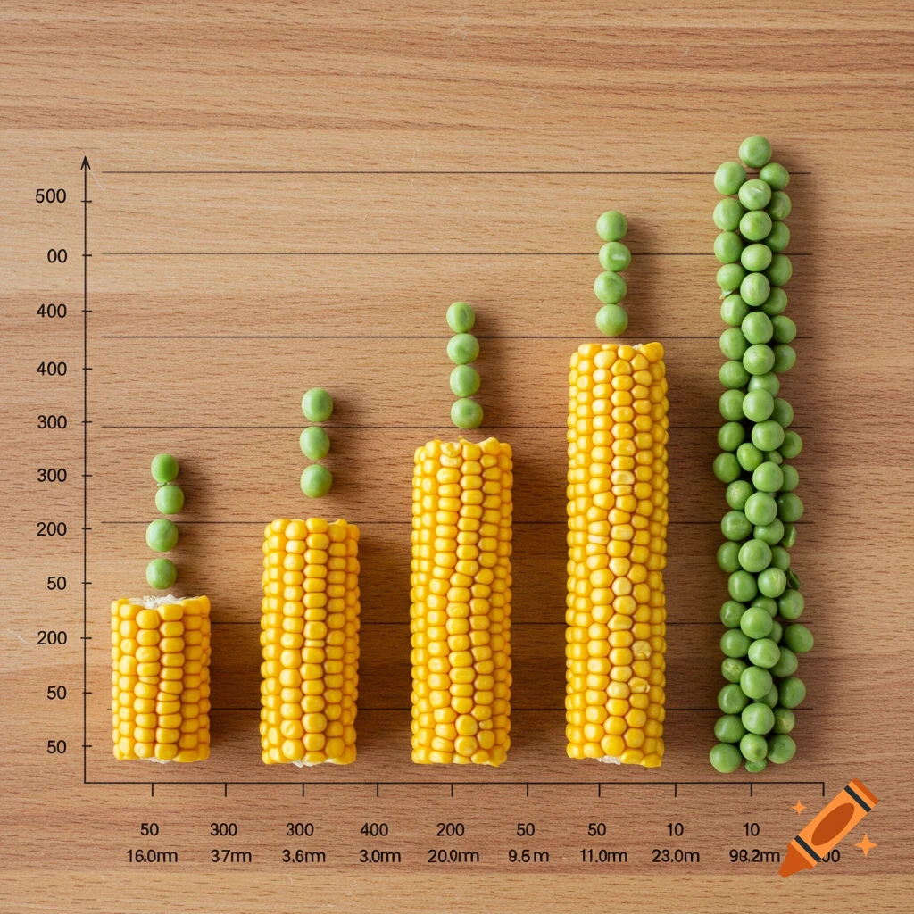 Bar chart created with corn and peas on Craiyon