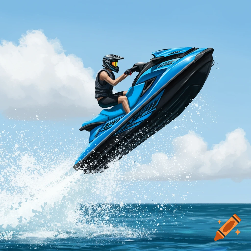 Standup jet ski jumping on Craiyon