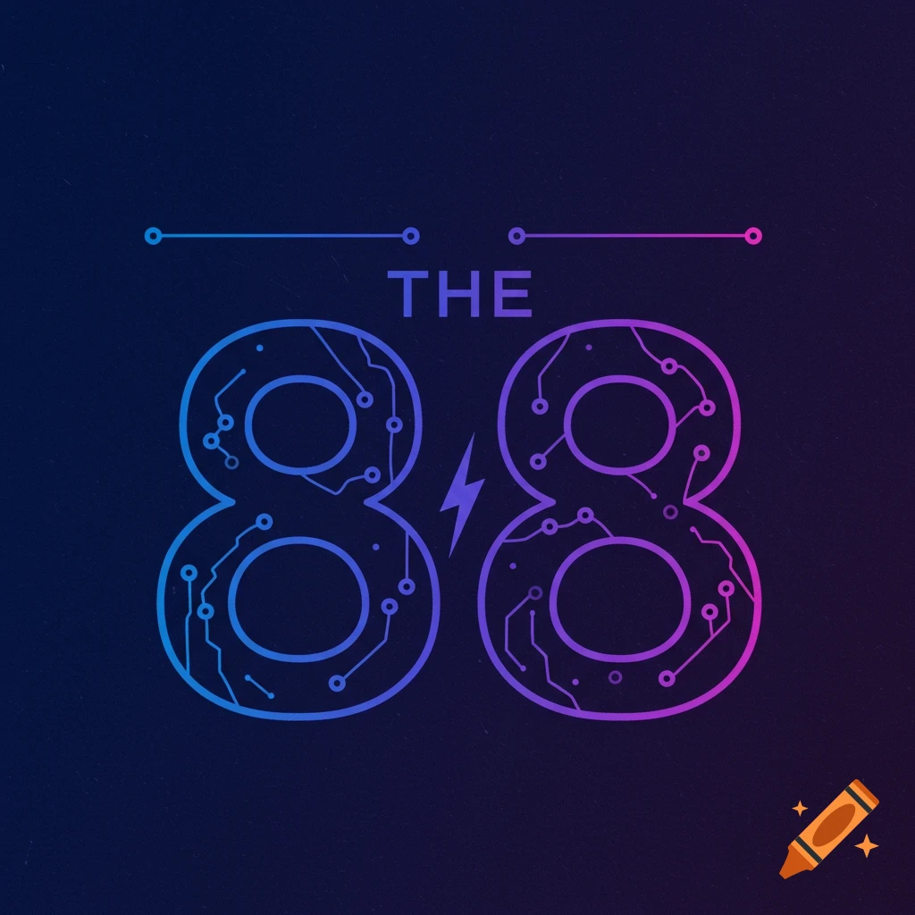 Logo with text THE 88 styled as circuit boards and a lightning bolt on ...