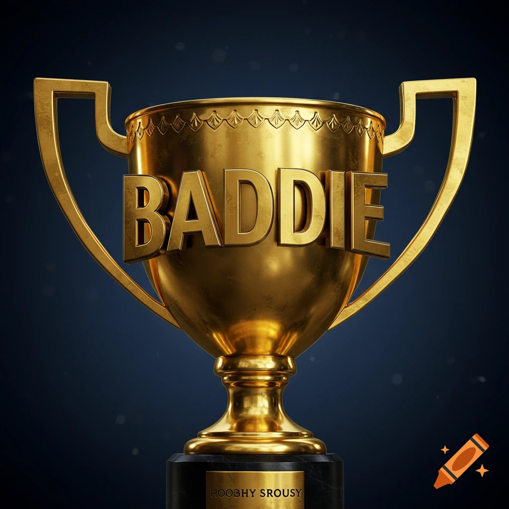 Trophy with the word 'baddie' on it on Craiyon