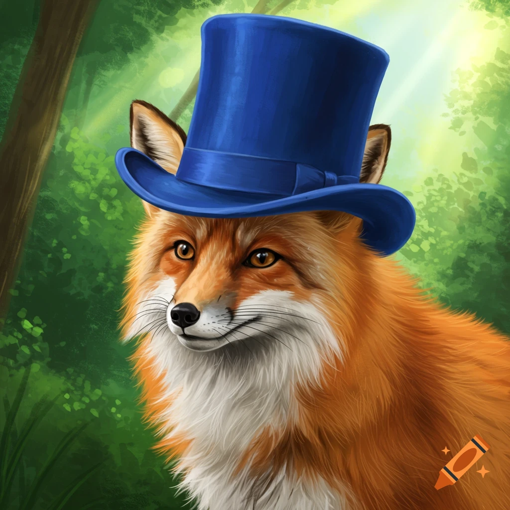 Fox wearing a blue hat on Craiyon