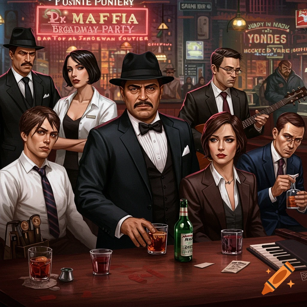 Mafia Broadway party in New York featuring a mafia boss, judge ...