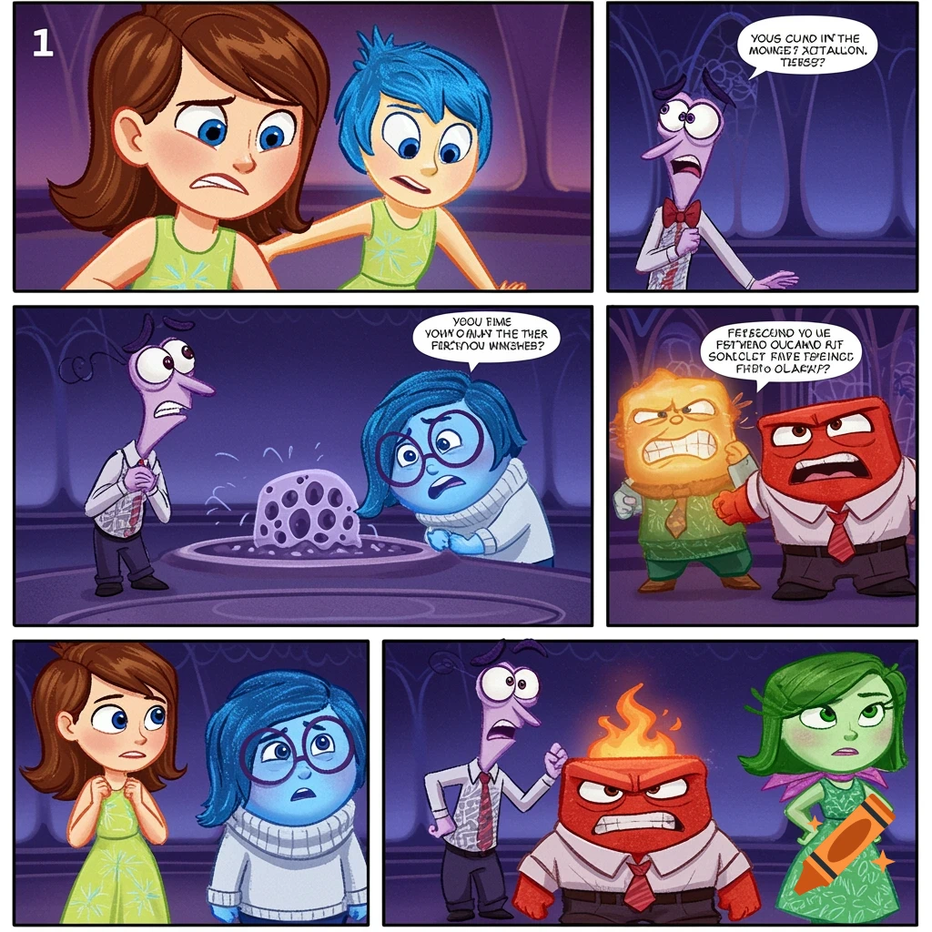 Inside Out 2 comic strip on Craiyon