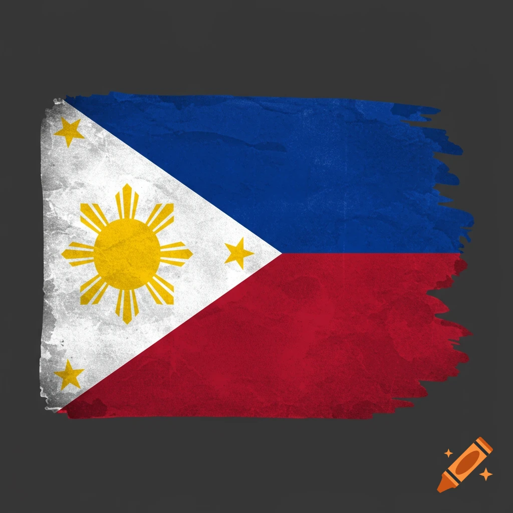 Flag of the Philippines with colored stars and colorless sun and ...