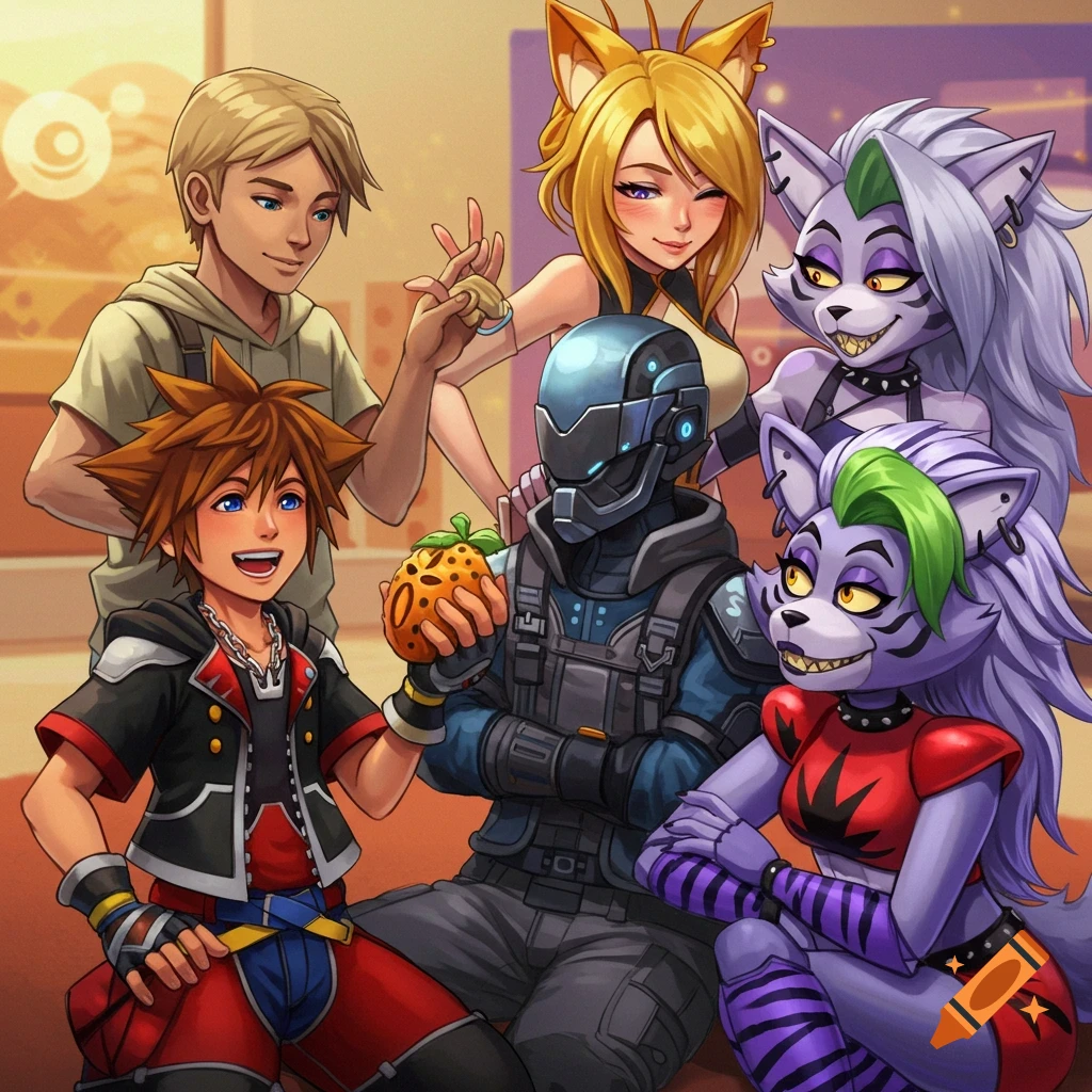 Sora, Drift, Kimiko Five Tails, Loona, and Roxanne Wolf hanging out. on ...