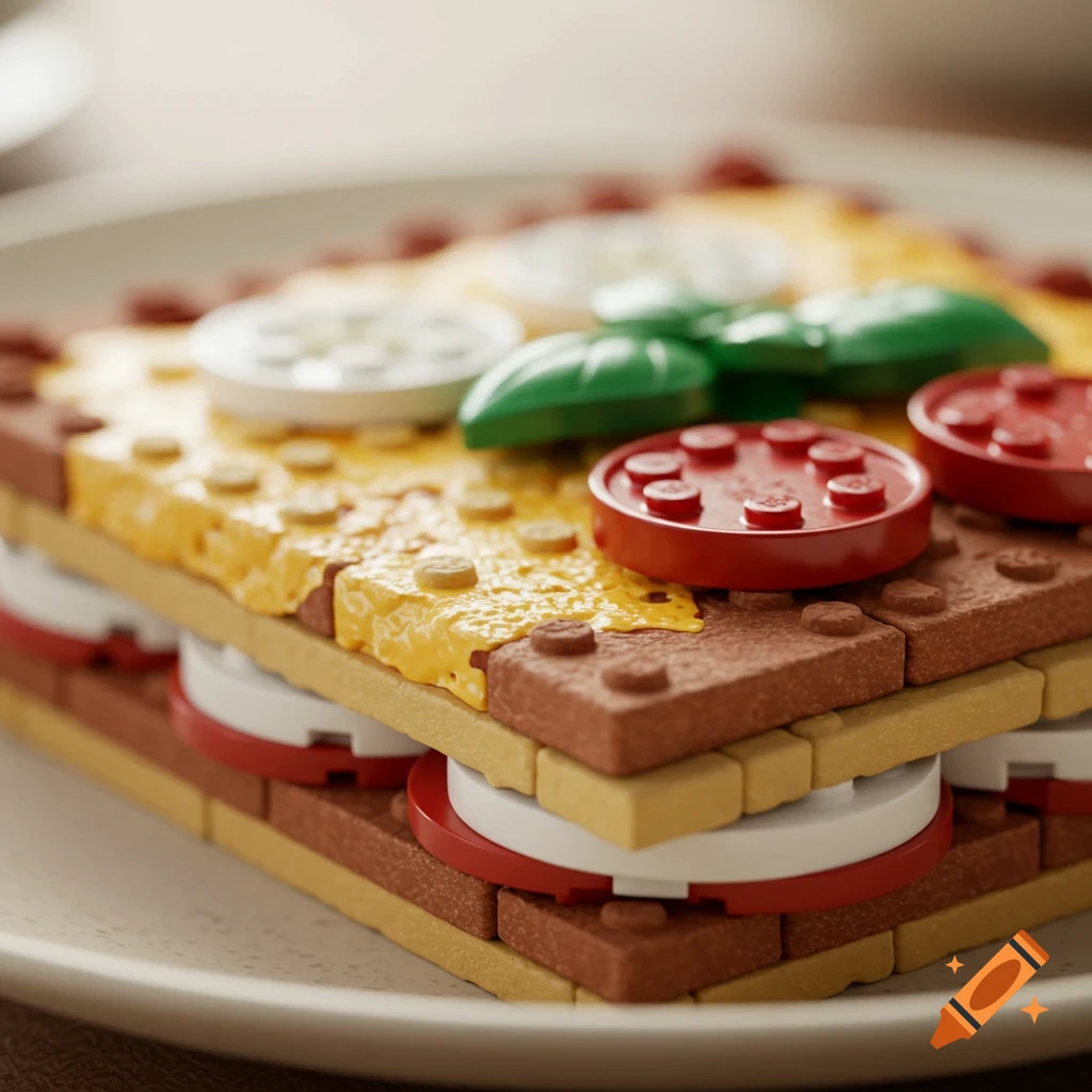 A dessert-like structure made of LEGO bricks and candies in a LEGO bowl ...