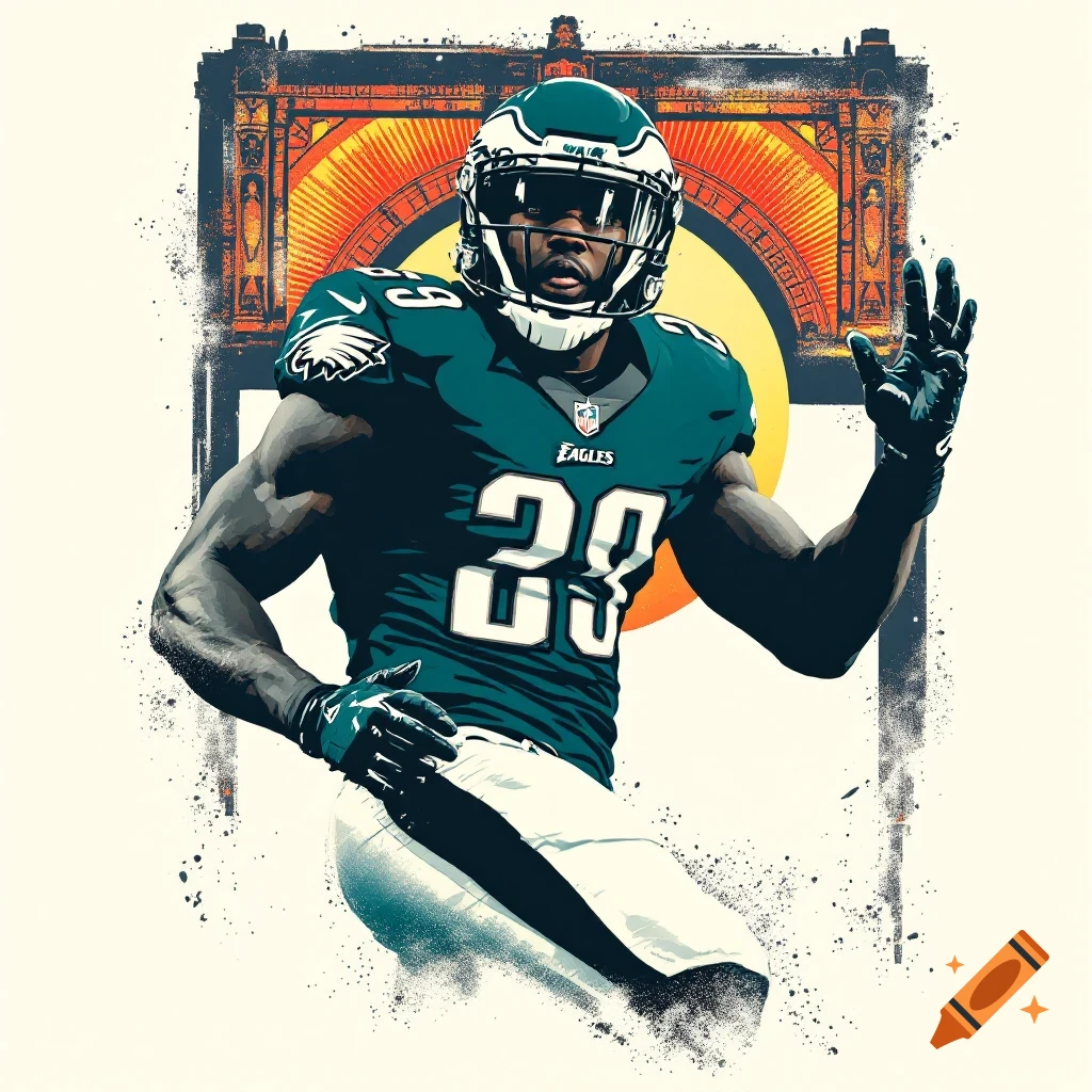 Graphic illustration of a Philadelphia Eagles football player with ...