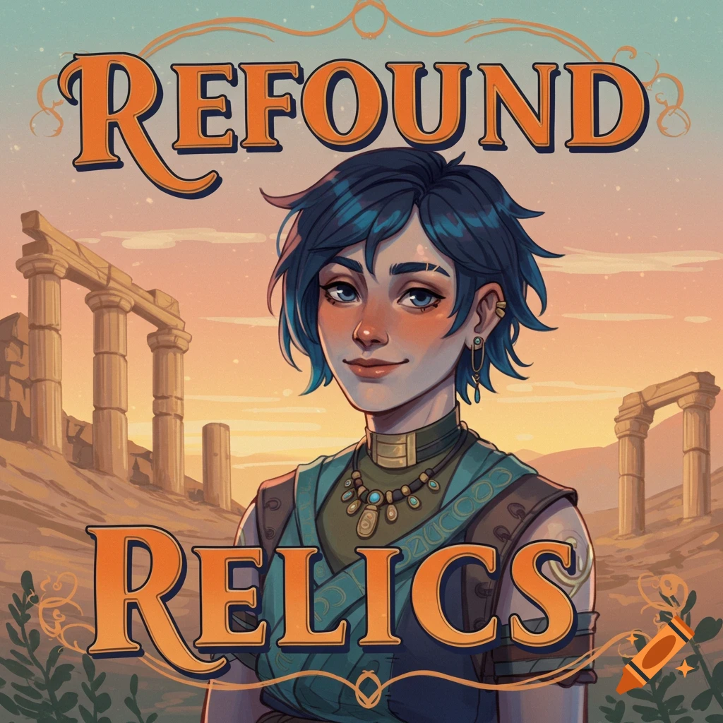 Social media profile with text 'refound relics' on Craiyon