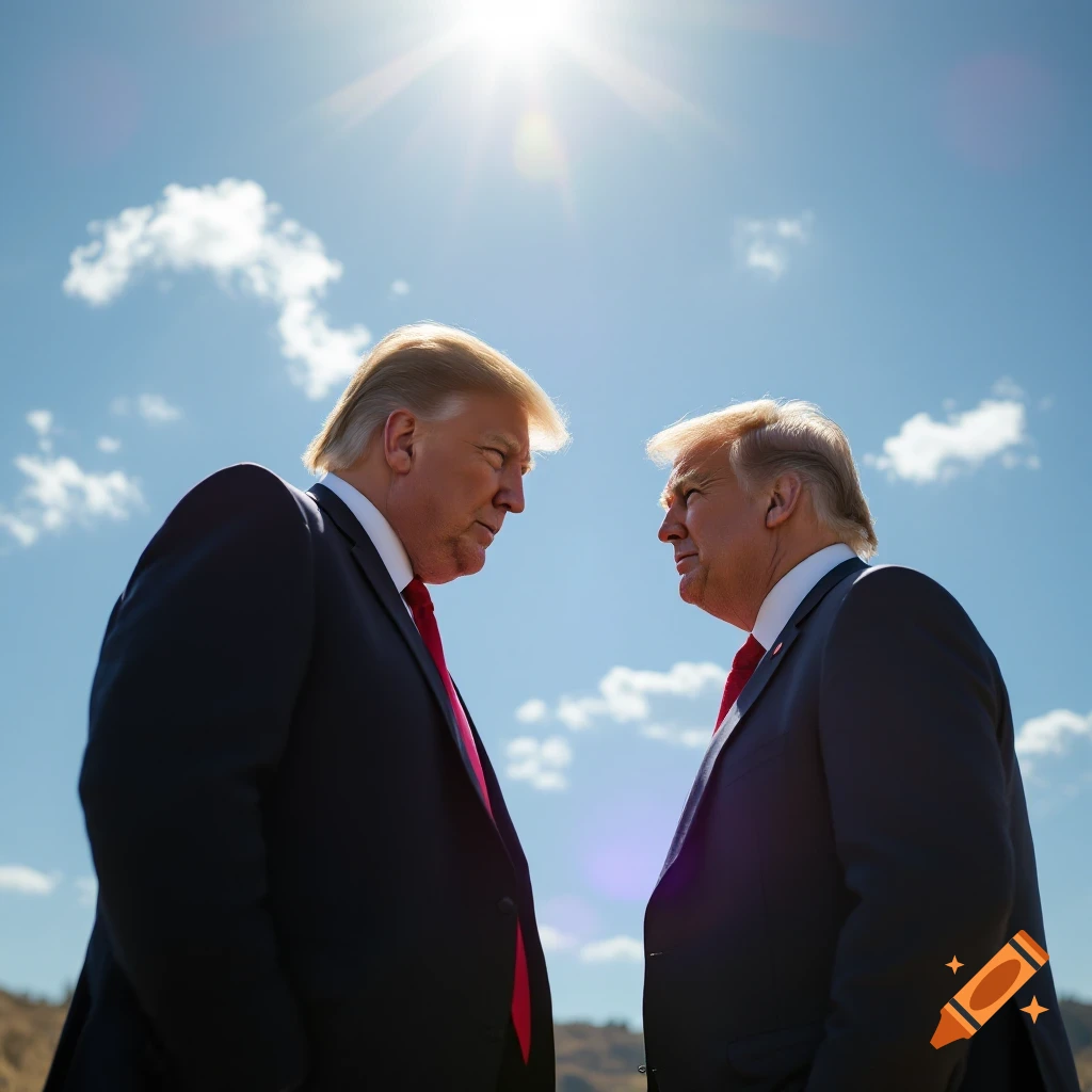 Political figures Donald Trump and Elon Musk in a close interaction on Craiyon