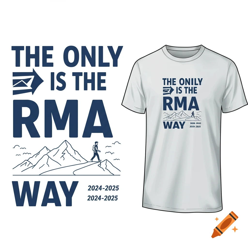 T-shirt design with "The only way is the RMA way" typography and ...